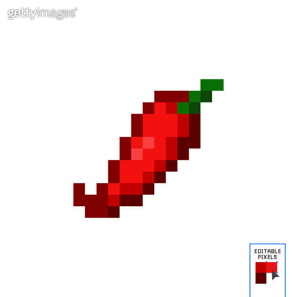 Pixelated style illustration of a chilli red pepper. Pixel art of a ...
