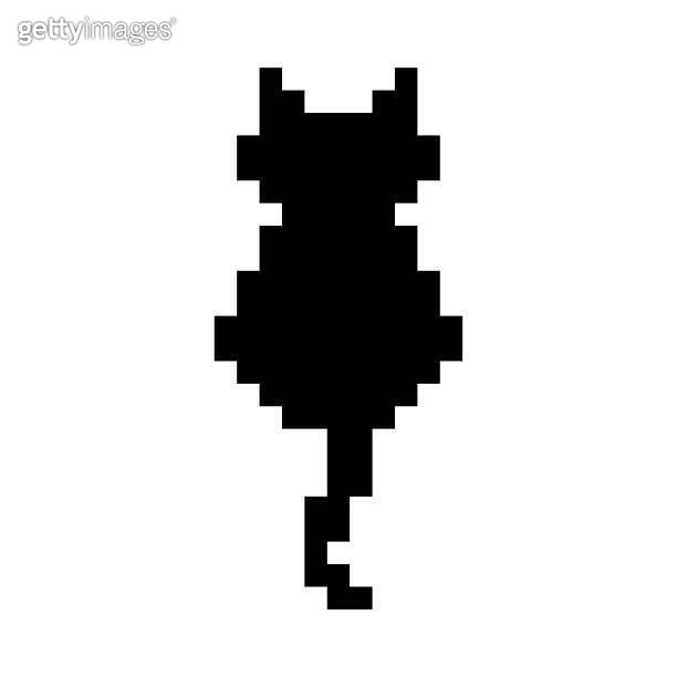 Cute kitten domestic pet pixel art - isolated vector. Cat 8 bit ...