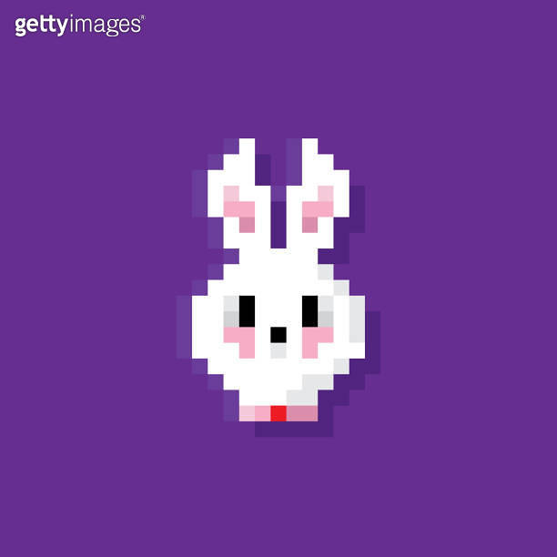 Pixel illustration of a cute little rabbit. 8 bit pixel rabbit. vector ...