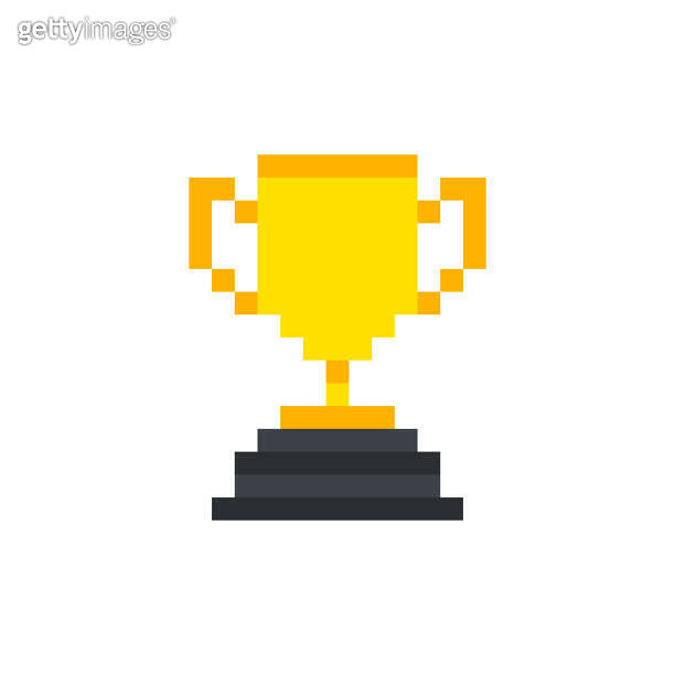 8 bit winner cups. gold, cup. Vector illustration. cartoon drawing ...