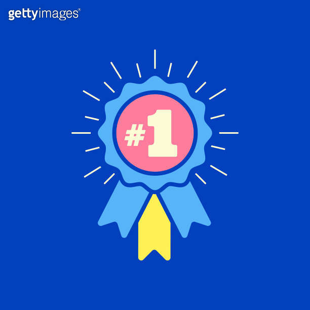 Number #1 winner ribbon award badge. Icon number one, first, champion ...