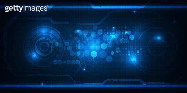 Vector illustrations of futuristic digital hi tech blue technology ...