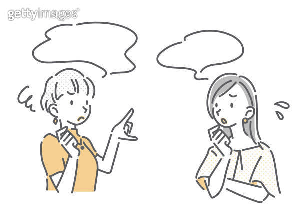 2 women talking each other, outline drawing, troubled 이미지 (1471441507 ...