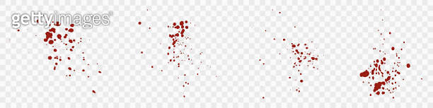 Red Bloodstain Splatter Set on Transparent Background. Blood Spatter ...