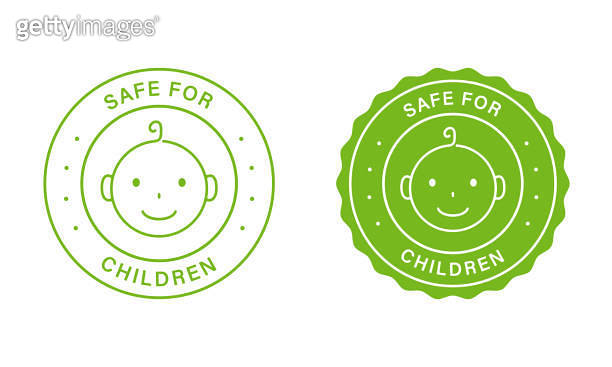 Safety Child Product Stamp Set. Safe for Children Green Labels. Non ...