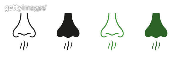 Nose Loss Sense of Smell, Breath Air Sign. Bad Aroma Symbol Collection ...