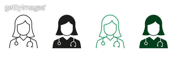 Nurse and Doctor Black and Color Symbol Collection. Professional Doctor ...