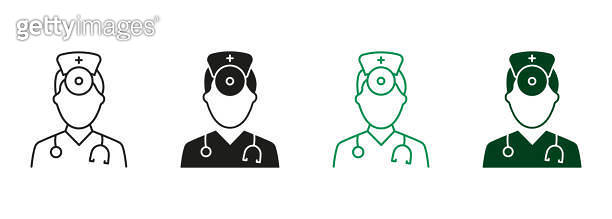 Otolaryngology Medic Staff Black and Color Pictogram. Ear, Nose, Throat ...
