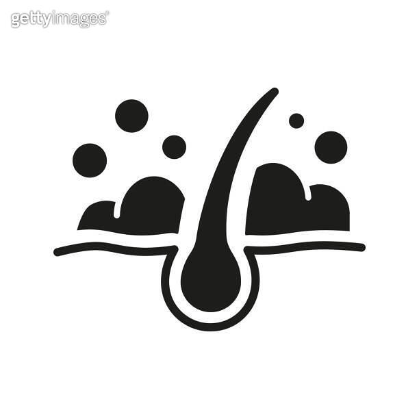 Hair Wash Silhouette Icon. Follicle Washing with Shampoo and Foam Black ...