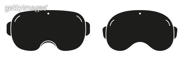 Virtual Reality Glasses Silhouette Icon Set. VR Technology Symbol ...