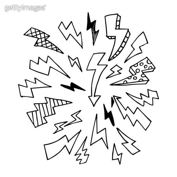 Doodle set lightning line art, vector illustration. 이미지 (1535121182 ...