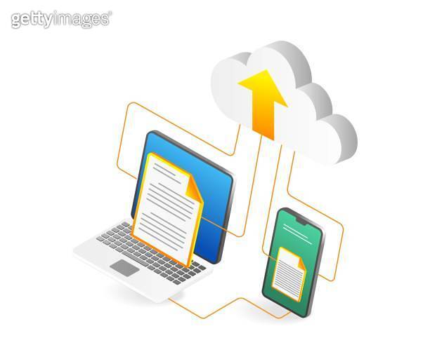 Isometric flat 3d illustration concept of storing data in cloud server 이미지 (1473726498) - 게티이미지뱅크