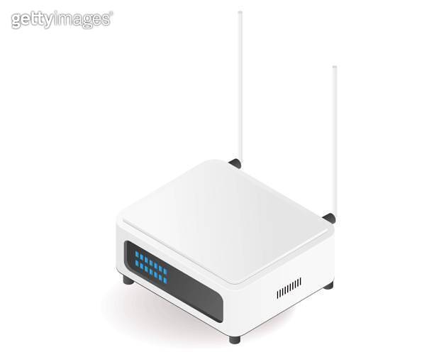 Wifi tethering router technology concept isometric illustration 이미지 ...