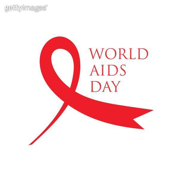 Red ribbon AIDS, HIV icon illustration,word AIDS day,AIDS awareness ...