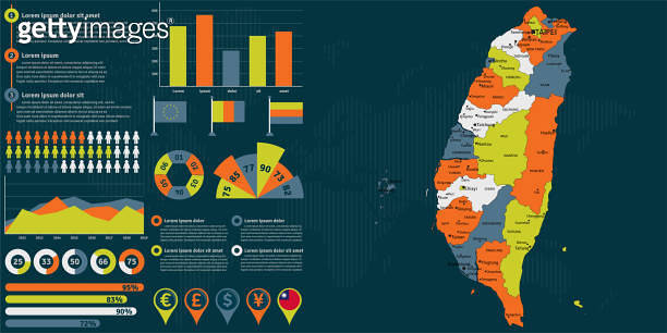 Detailed Taiwan map with infographic elements. Vector illustration. 이미지 ...