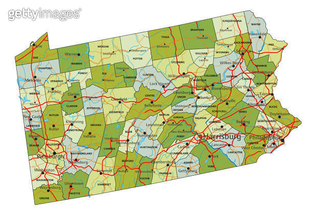 Highly detailed editable political map with separated layers ...