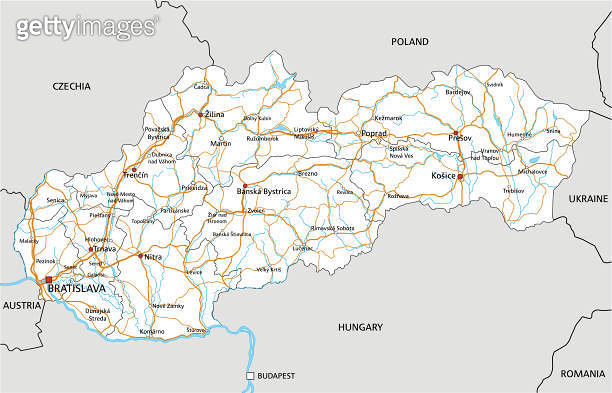 High detailed Slovakia road map with labeling. (1477085294) 일러스트, 무료 ...