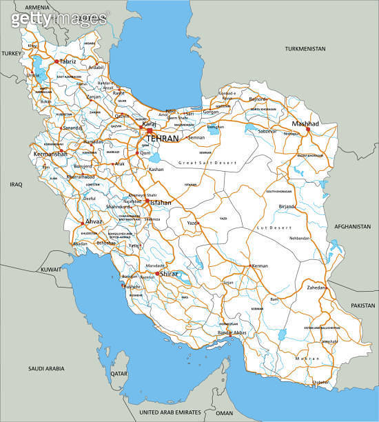 High detailed Iran road map with labeling. (1473134810) 일러스트, 무료 일러스트 ...