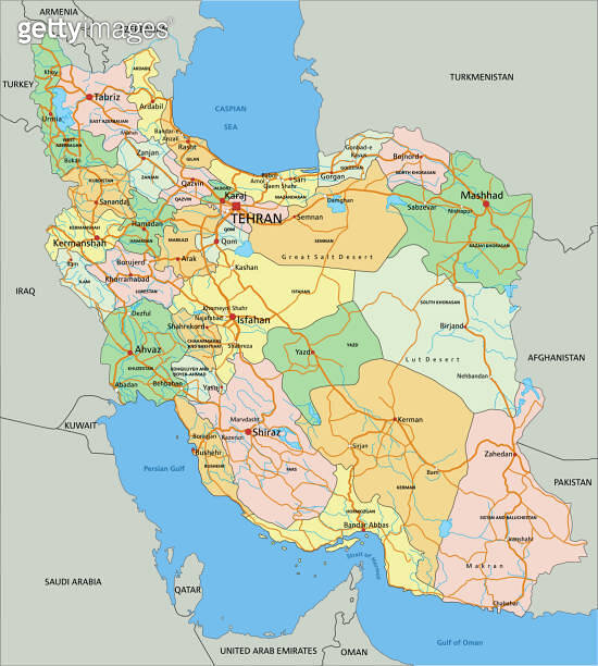 Iran - Highly detailed editable political map with labeling ...