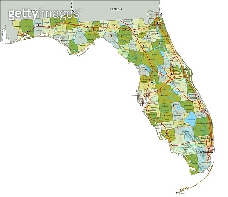 Highly detailed editable political map with separated layers. Florida ...