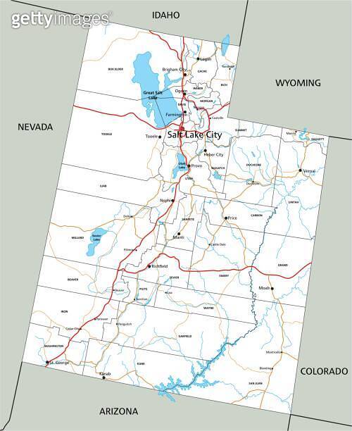 High detailed Utah road map with labeling. (1465458290) 일러스트, 무료 일러스트 ...