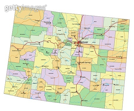 Colorado - Highly detailed editable political map with labeling. 이미지 ...