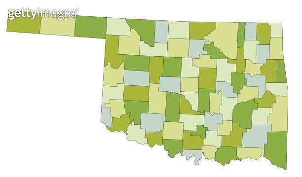 Highly detailed editable political map with separated layers. Oklahoma ...