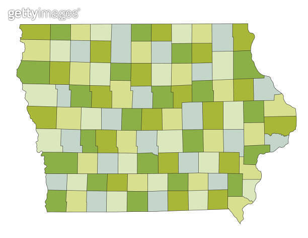 Highly detailed editable political map with separated layers. Iowa ...