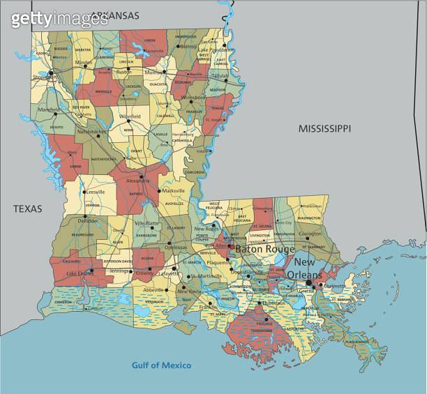 Louisiana - Highly detailed editable political map with labeling ...