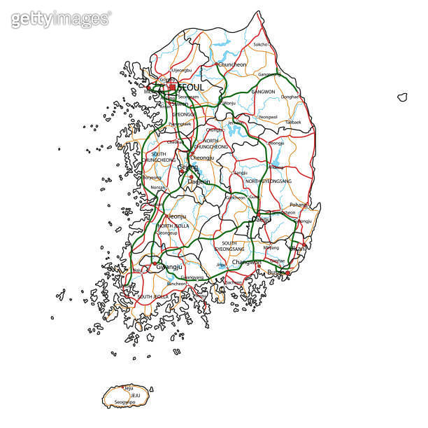 South Korea road and highway map. Vector illustration. (1477084562 ...
