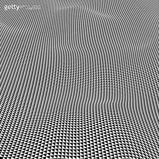 A 3D surface exhibiting checked waves of warped triangles, rendered ...