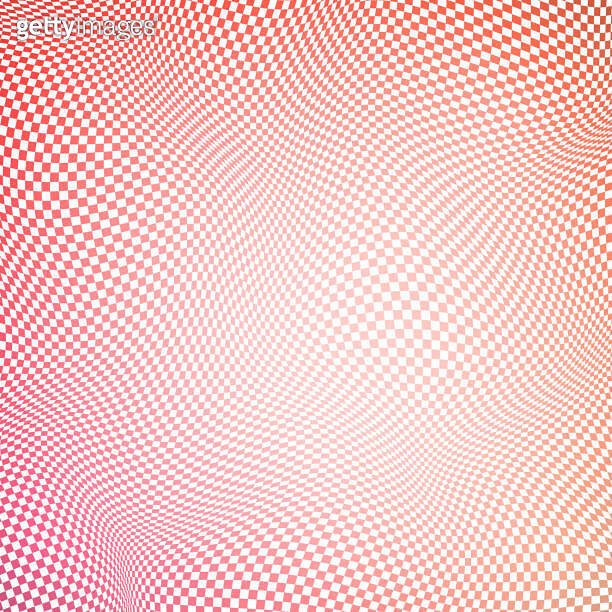 Bright red 3D surface of checked waves of warped squares, with ...