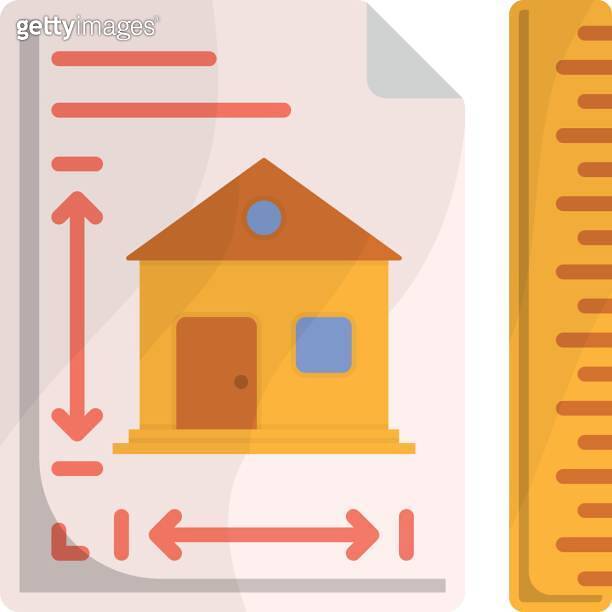 Home Front Elevation Diagram with Measurement concept, straight-on view ...