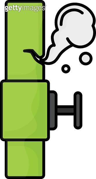 leaked natural gas outline color concept, methane emissions vector icon ...
