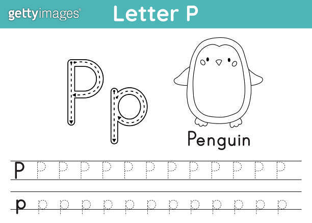 Alphabet ABC, a-z exercise. Coloring page. Trace letter P. Vocabulary ...
