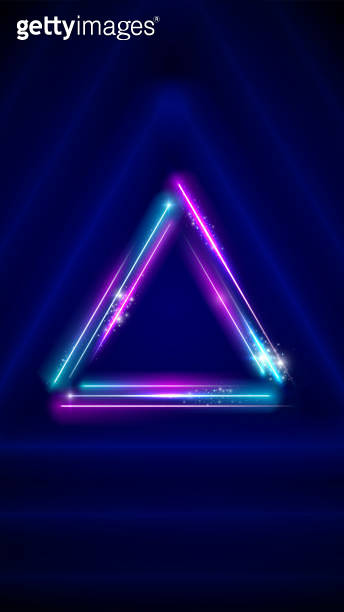 Neon, led triangle. Background, mobile phone wallpaper. Pink blue ...
