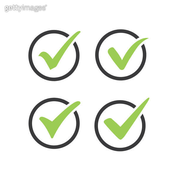 Green check marks in different variants. 이미지 (1477561572) - 게티이미지뱅크
