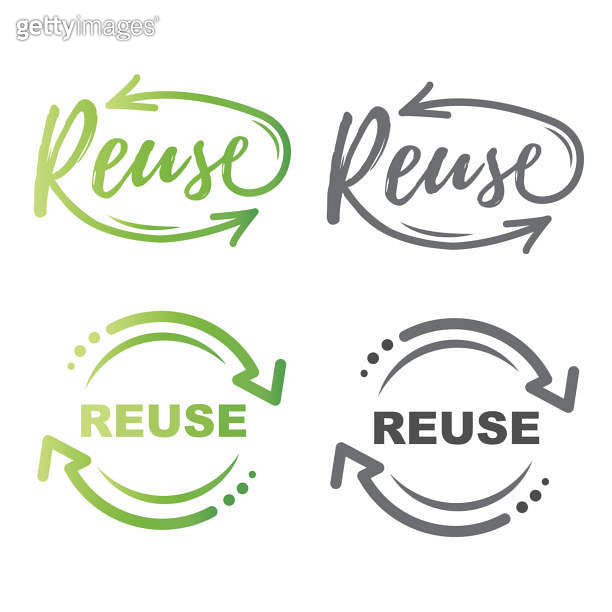 Reuse sign with rotate arrows in linear style, icon, vector. 이미지 ...