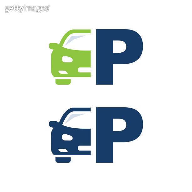 Car with letter P, vector, logo, template. Alphabet label symbol for ...