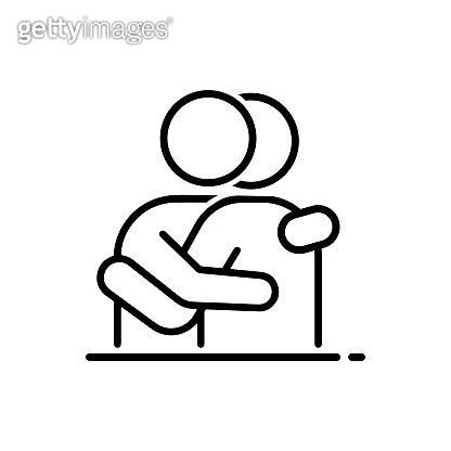 Two people hugging , icon, vector. 이미지 (1455966124) - 게티이미지뱅크