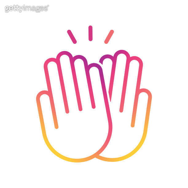 Two hands giving five, clapping palms icon. 이미지 (1496134874) - 게티이미지뱅크