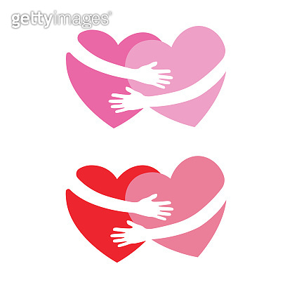 Two hearts hug each other. Couple in love concept, illustration, vector ...