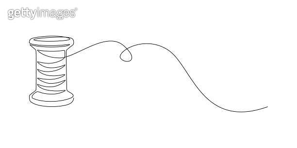 Spools of thread in one continuous line drawing. Spool symbol for ...