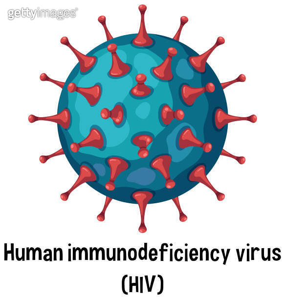 Human immunodeficiency virus (HIV) with text 이미지 (1471805261) - 게티이미지뱅크