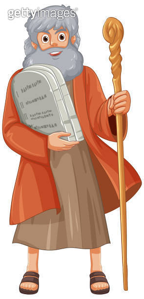 Moses Cartoon Character Holding Ten Commandments 이미지 (1746166475) - 게티이미지뱅크