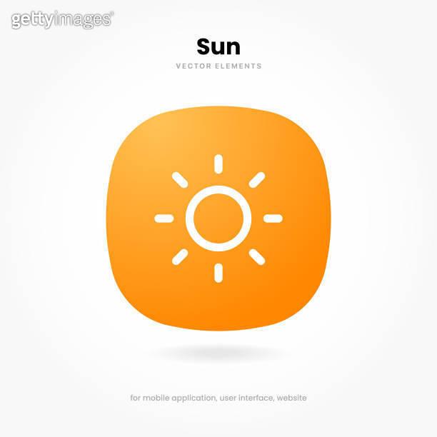 3d Light, intensity setting, contrast, brightness, sun icon symbol sign ...