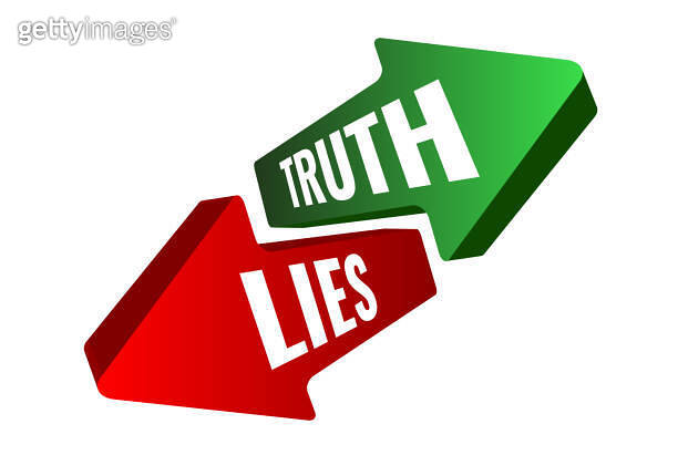 Vector illustration green and red arrows signs with words Lies and ...