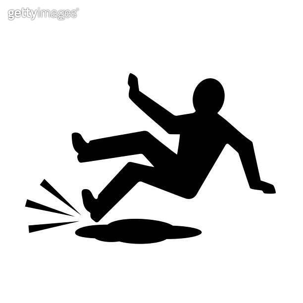 Wet floor warning symbol, slipping hazard sign (1500535654) 일러스트, 무료 ...