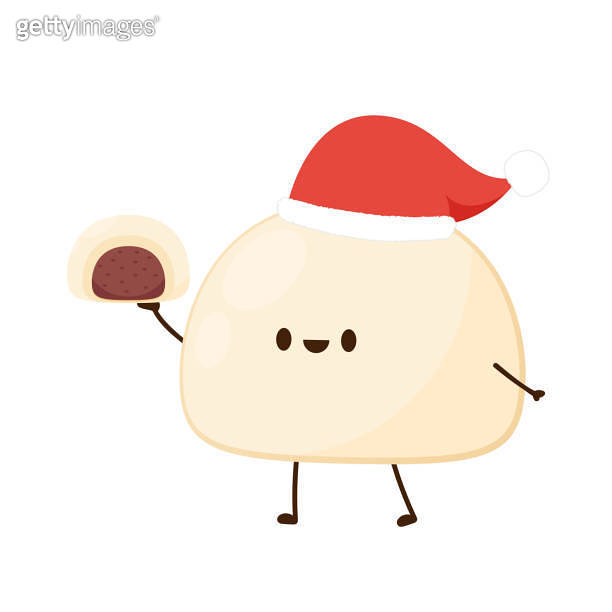 Steamed Bun character. Red bean bun vector. free space for text. Santa ...