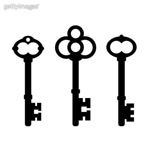 Old skeleton key vector icon, ornate black silhouette 이미지 (1580337855 ...